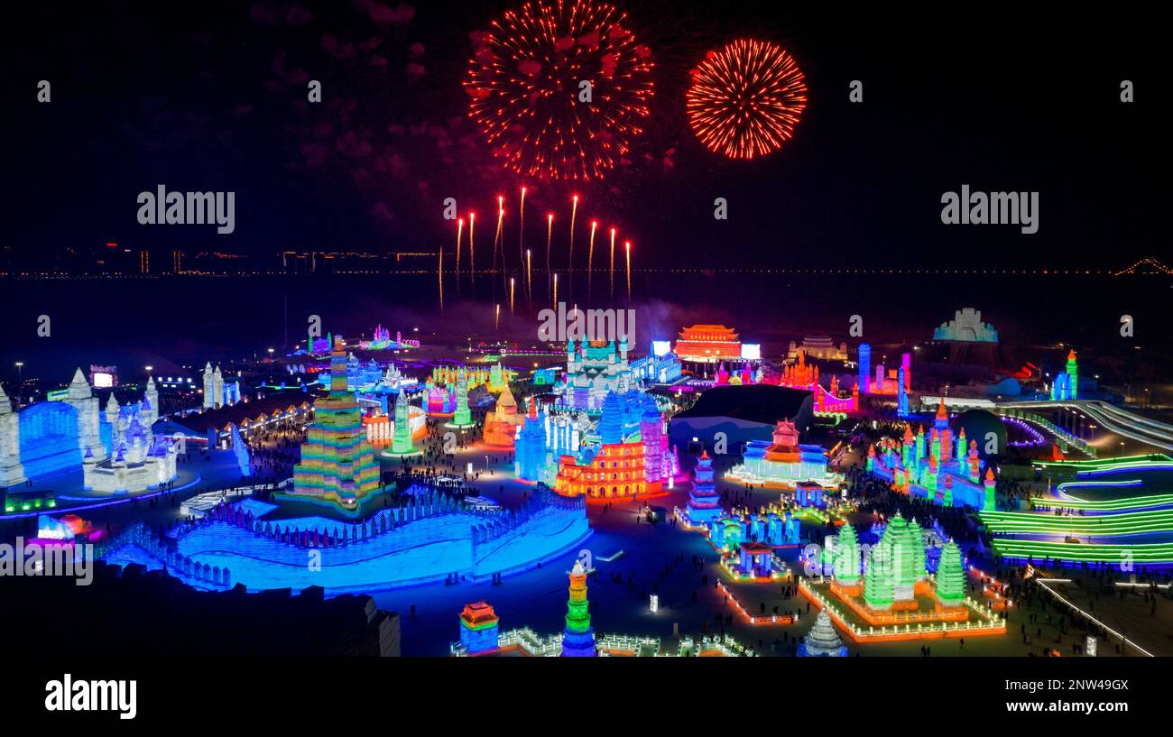 In this Saturday, Jan. 5, 2019, photo, an aerial view shows fireworks ...