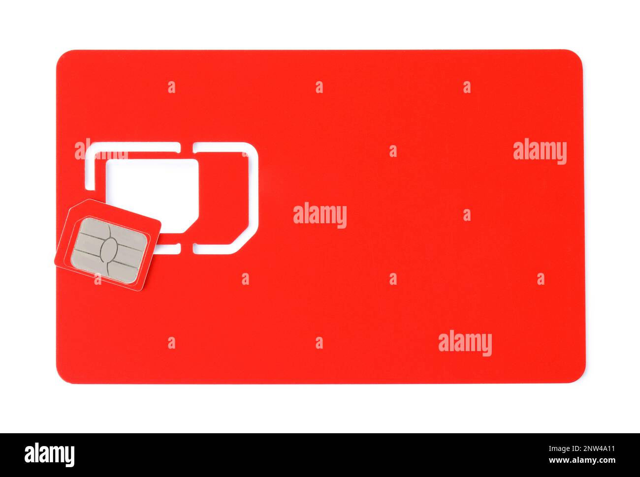 Red SIM card isolated on white, top view Stock Photo - Alamy