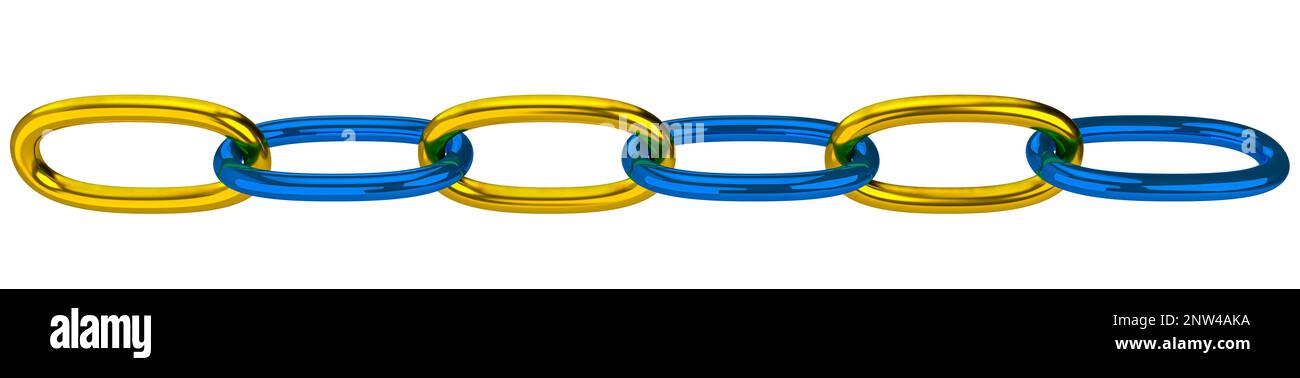 Chain in blue and yellow color of flag of Ukraine isolated Stock Photo ...