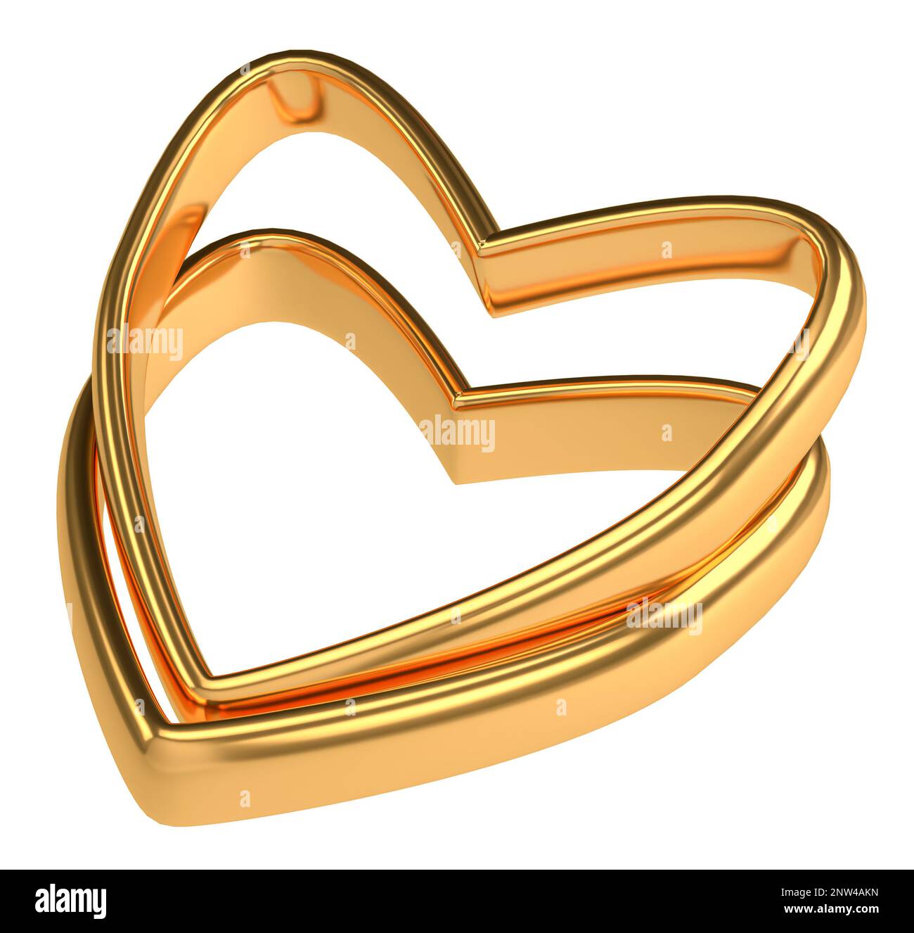 Heart with two connected gold wedding rings isolated Stock Photo - Alamy