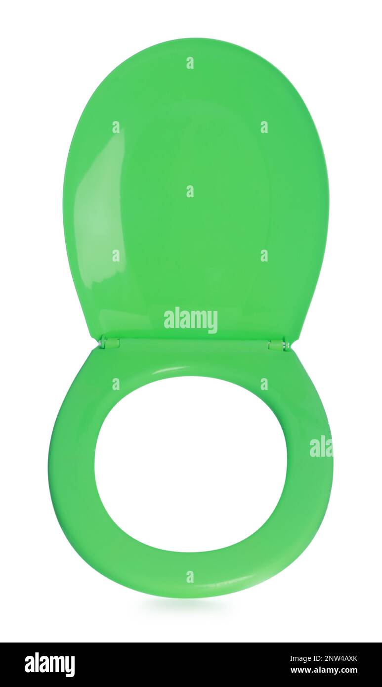 New green plastic toilet seat isolated on white Stock Photo - Alamy