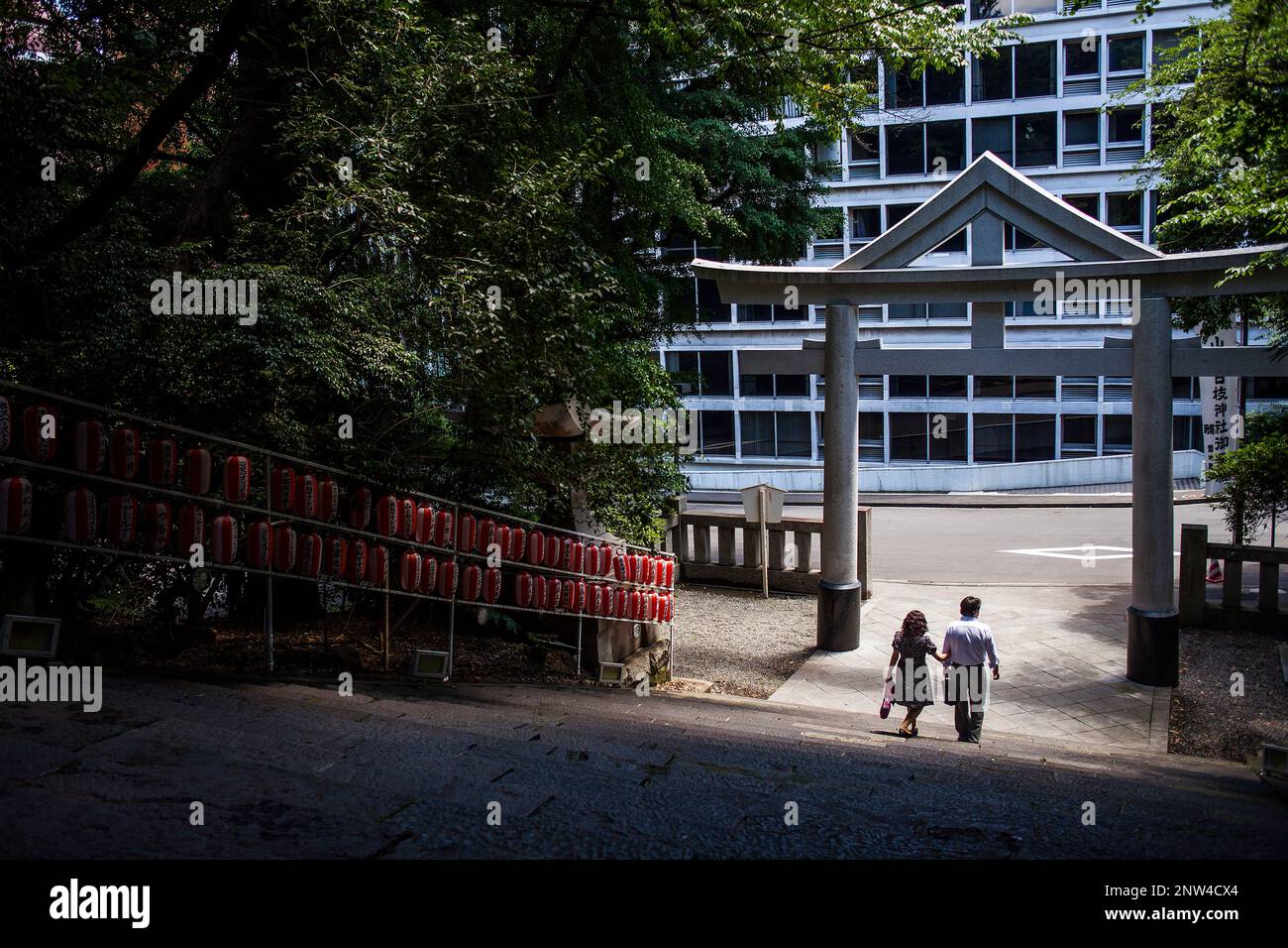 Access to HieJinja shrine, Nagata-cho.Tokyo city, Japan, Asia Stock ...