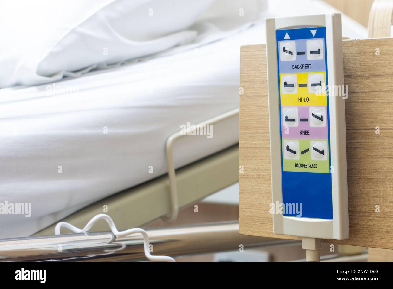 Controller for hospital bed positions, cloe up Stock Photo - Alamy