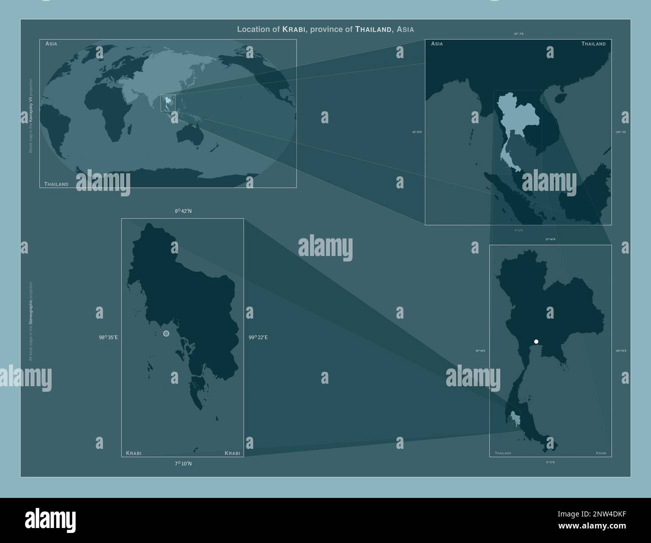 Krabi, province of Thailand. Diagram showing the location of the region ...