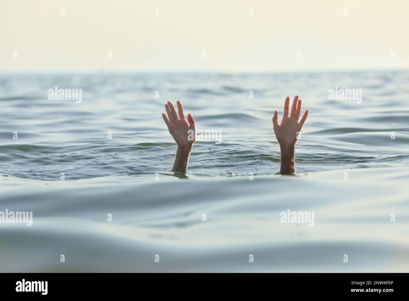 Drowning woman reaching for help in sea Stock Photo - Alamy