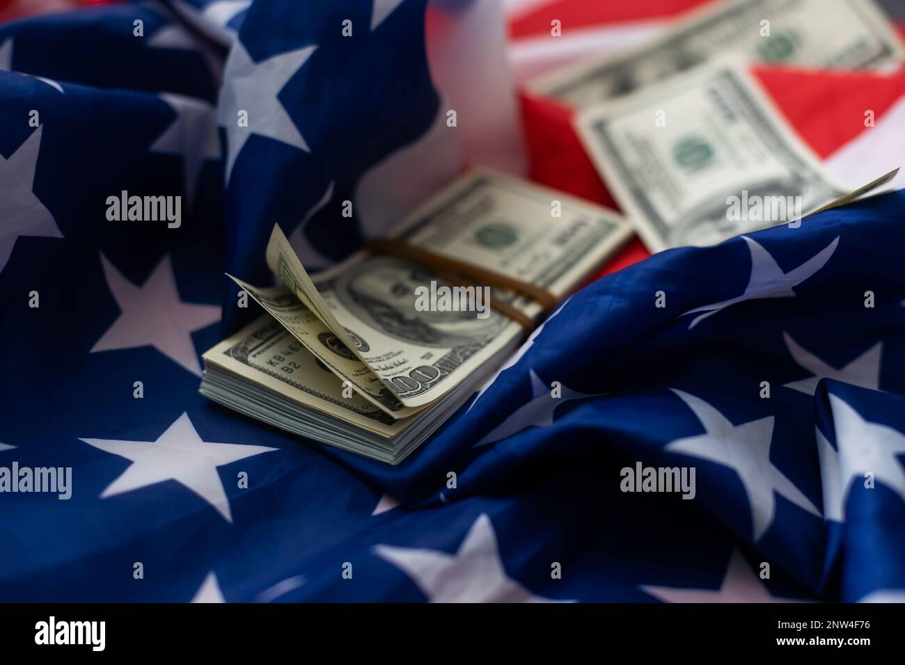 American flag and banknotes dollar Stock Photo - Alamy