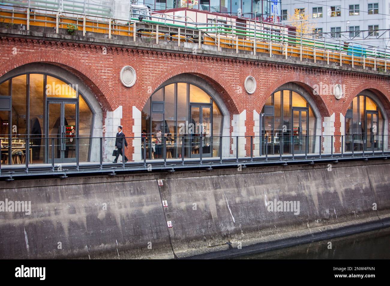 Maach ecute kanda, in Kanda-gawa, from Old Mansei Bridge, Tokyo, Japan ...