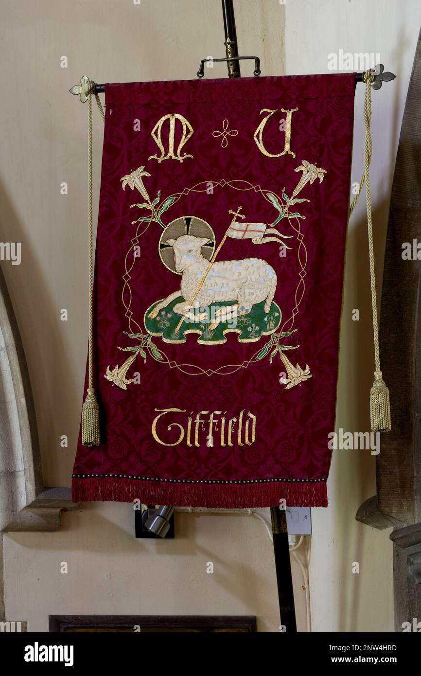 Mothers Union banner in St. John the Baptist Church, Tiffield ...