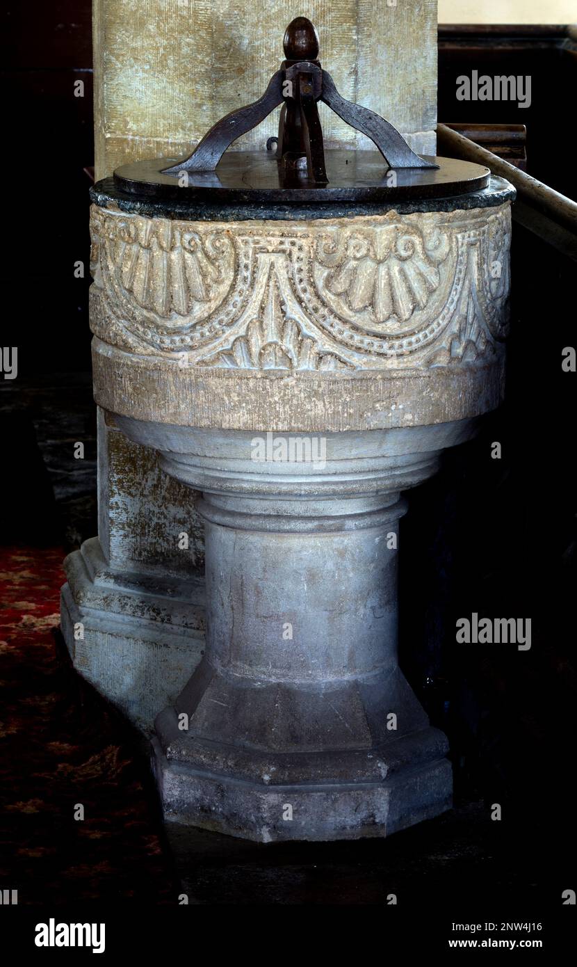 The font, St. John the Baptist Church, Tiffield, Northamptonshire ...