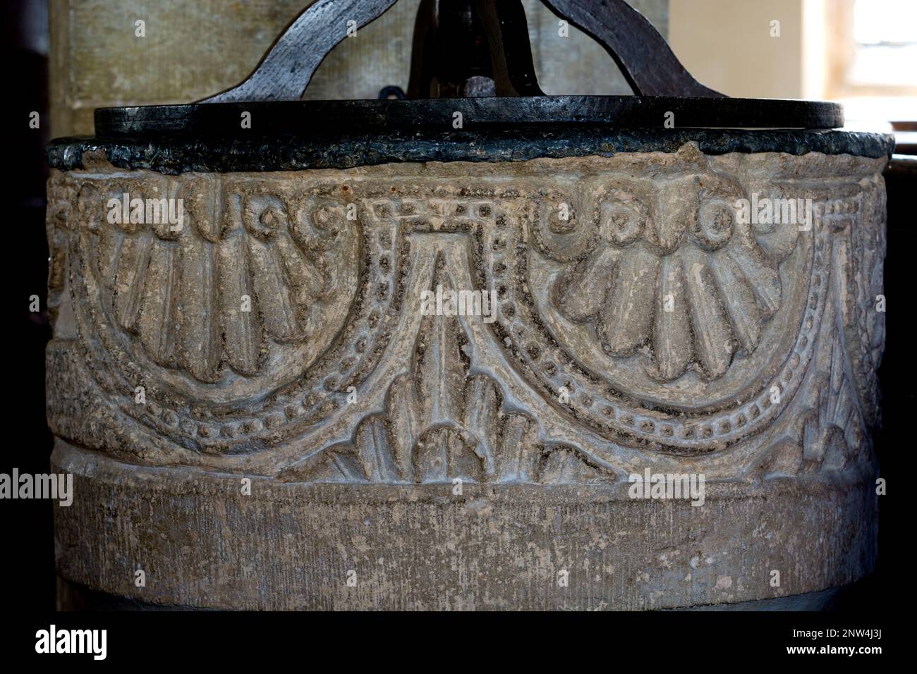 The font, St. John the Baptist Church, Tiffield, Northamptonshire ...