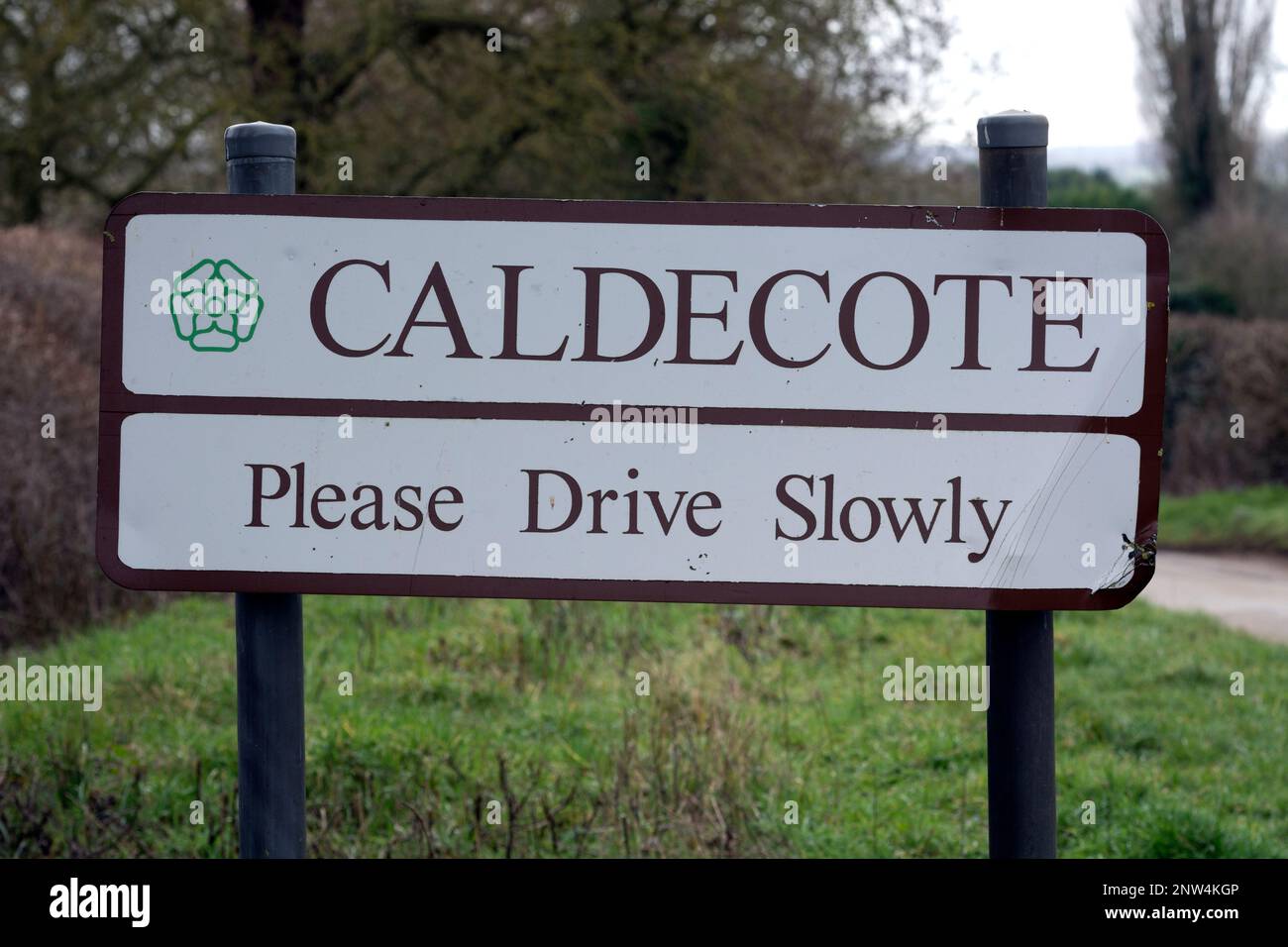 Caldecote village sign, Northamptonshire, England, UK Stock Photo - Alamy