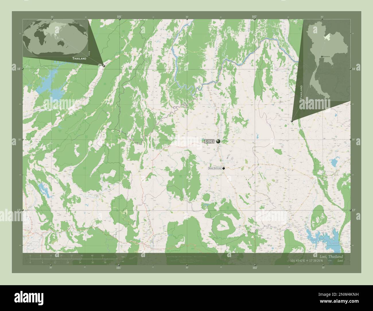 Loei, province of Thailand. Open Street Map. Locations and names of ...