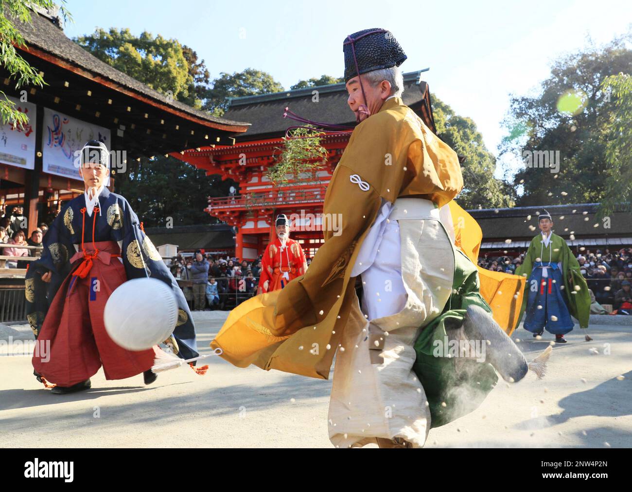 Members of the Kemari Preservation Society participate in the New Year ...