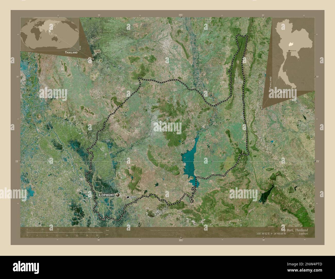 Lop Buri, province of Thailand. High resolution satellite map ...