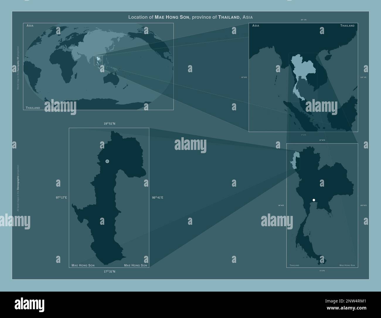 Mae Hong Son, province of Thailand. Diagram showing the location of the ...