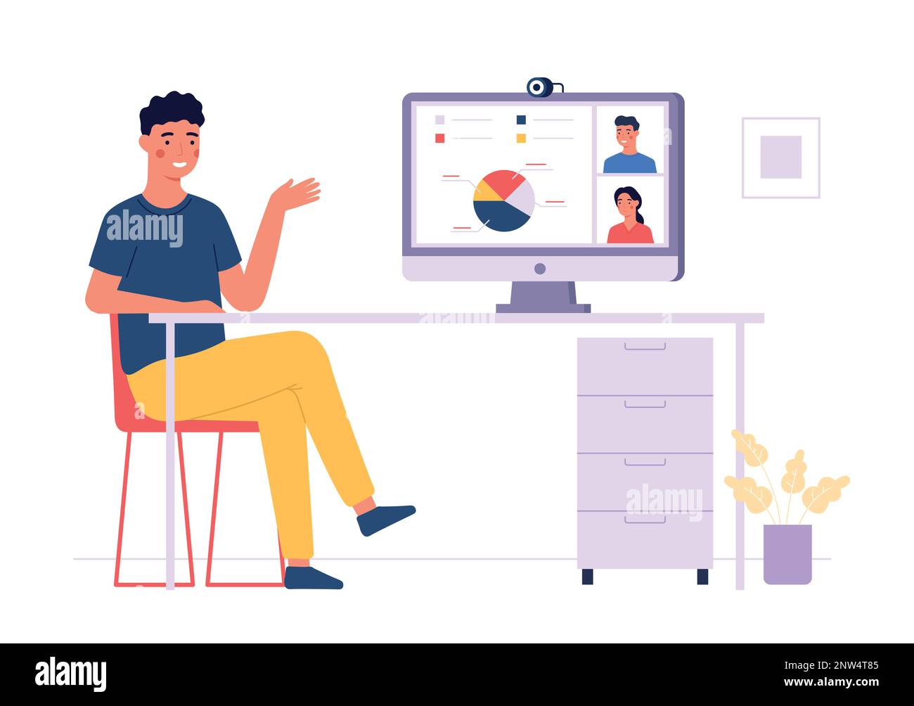 Team working remotely, video conference for business meeting Stock ...