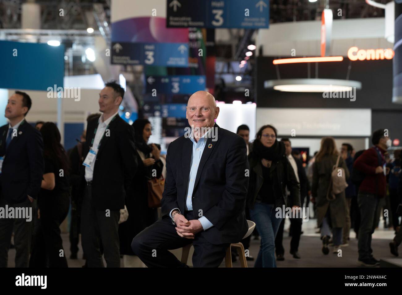GSMA CEO John Hoffman poses during an interview for Europa Press on ...