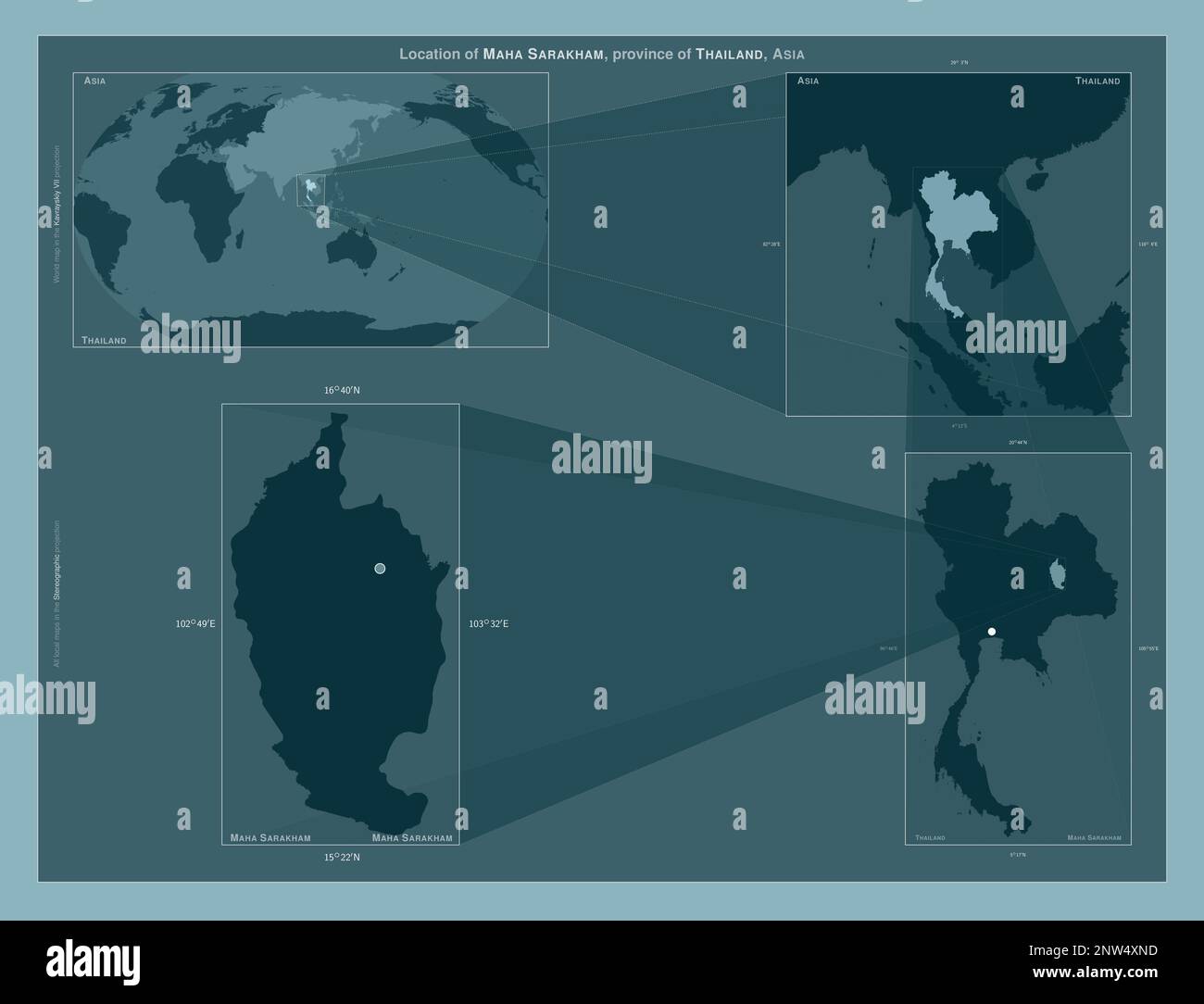 Maha Sarakham, province of Thailand. Diagram showing the location of ...