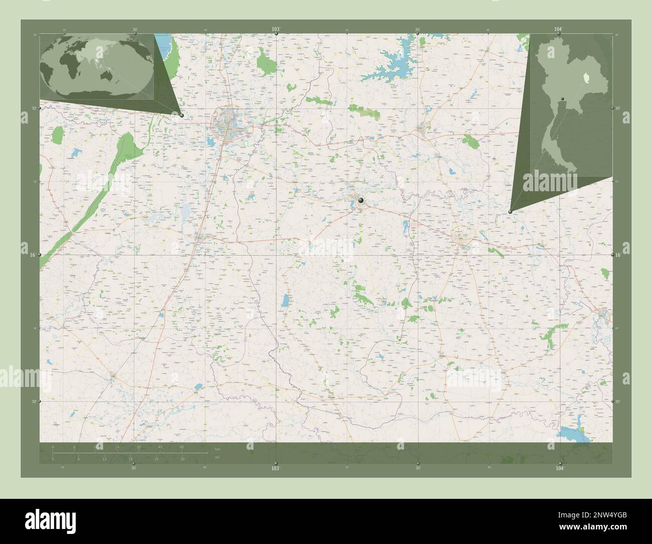 Maha Sarakham, province of Thailand. Open Street Map. Locations of ...