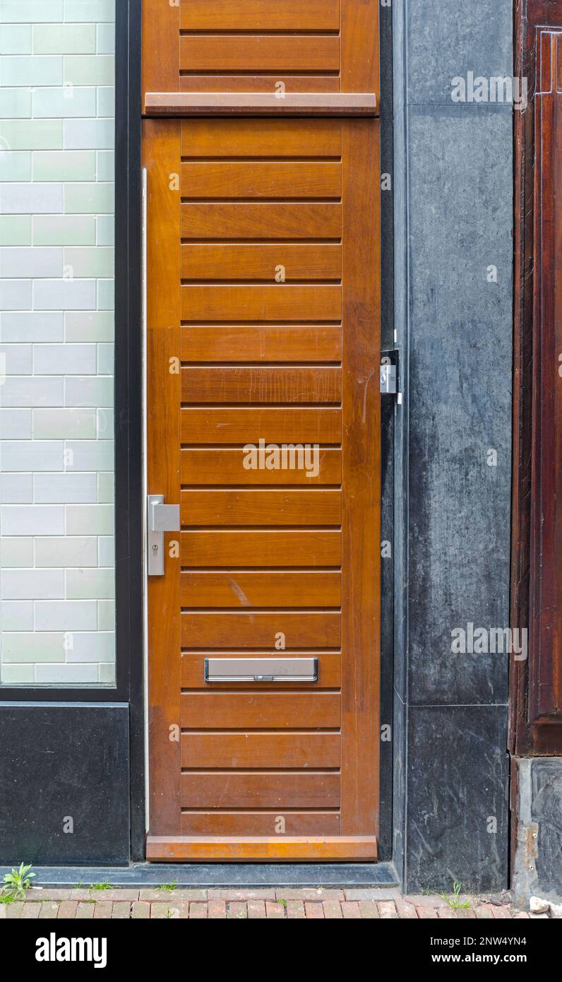 Narrow Wood Door Modern House Street Entrance in Amsterdam Stock Photo ...