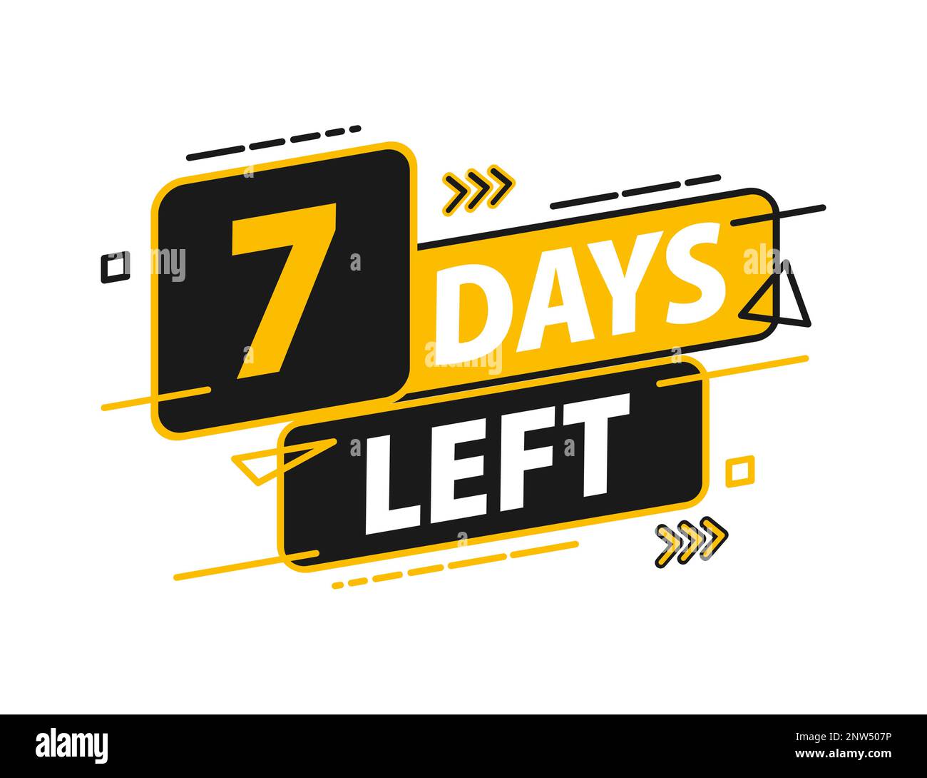 7 days left. Countdown discounts and sale time. 7 days left sign, label ...