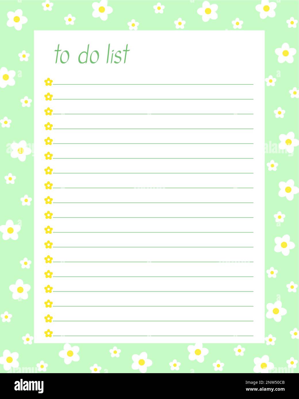 To do list blank lined printable template decorated with spring pattern ...