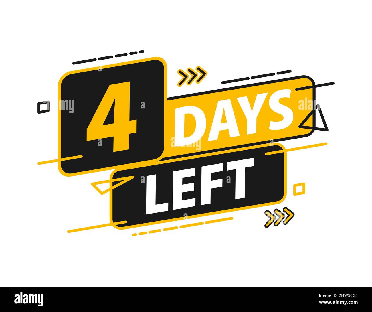 4 days left. Countdown discounts and sale time. 4 days left sign, label ...