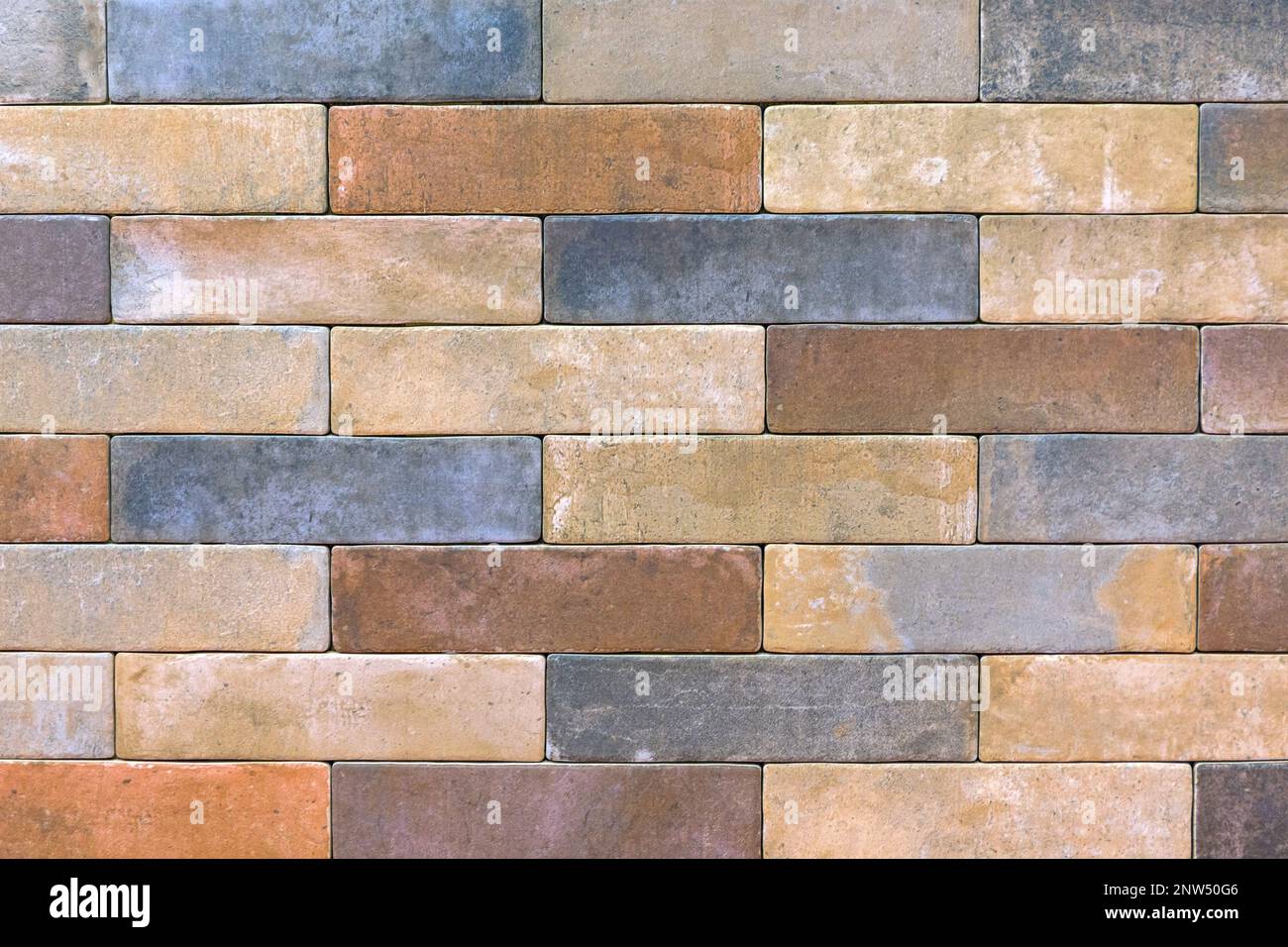 Earth Colours Decorative Bricks Tiles House Wall Background Stock Photo ...