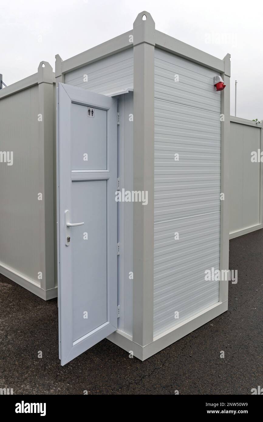 Mobile Toilet WC Cabin Unit in Cargo Container Stock Photo - Alamy