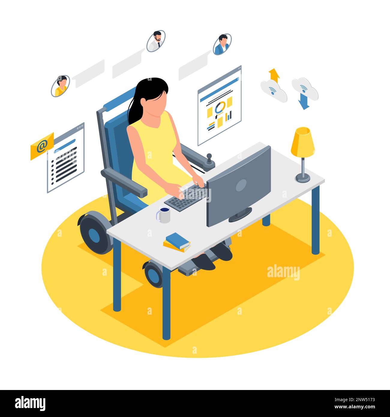 Isometric technology for disabled people composition with view of ...