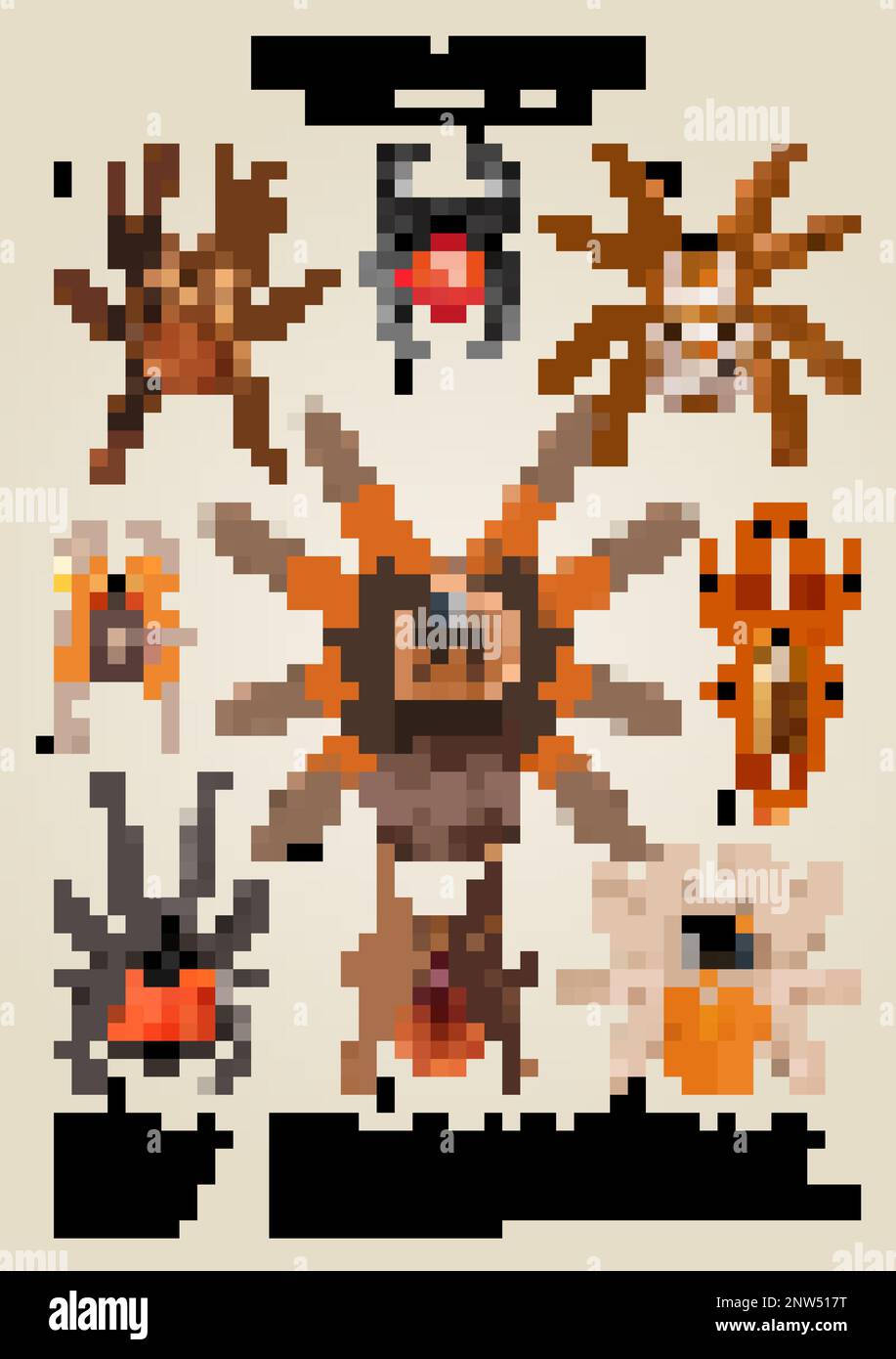 Realistic spiders diagram colored composition with spider species and ...