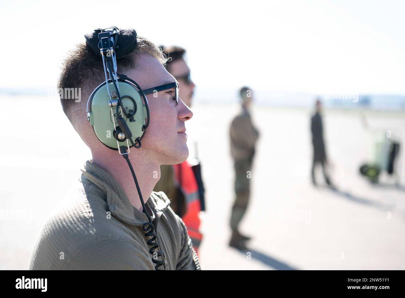 U.S. Air Force Staff Sgt. Shane Patton, left, 60th Aircraft Maintenance ...