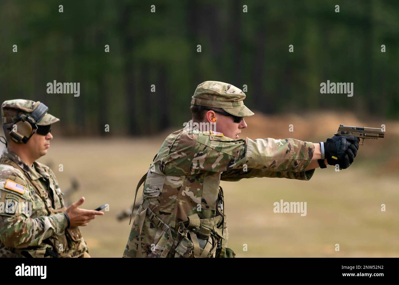 Cadet Adam Ussery, University of Georgia, takes aim during the M-4 ...