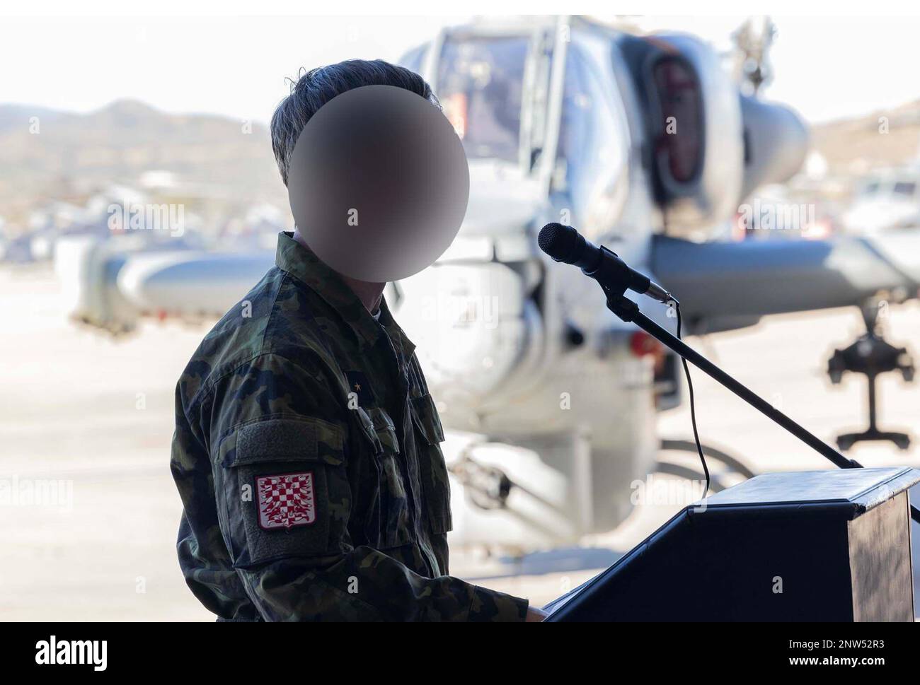 The team lead of the Czech air force contingent speaks during the Czech ...