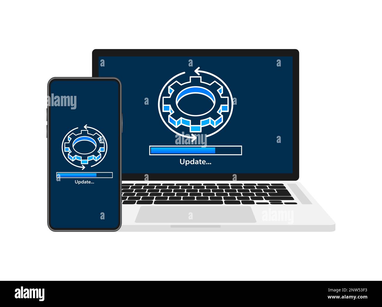 System Software Update And Upgrade Install New Software Installing App Patch Stock Vector