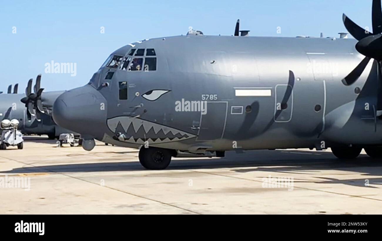 A U.S. Air Force HC-130J Combat King II lands at an undisclosed ...