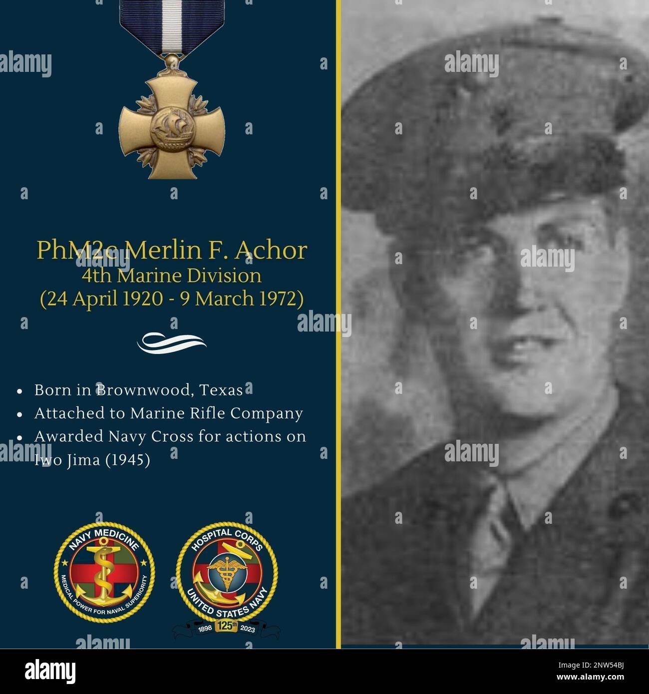 While serving as a hospital corpsman with a Marine Rifle Battalion of ...