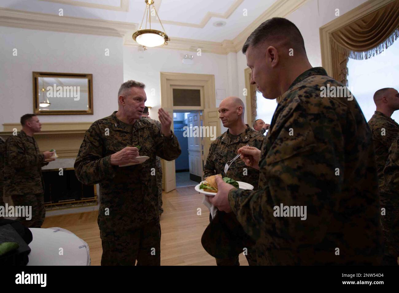 U.S. Marine Corps Maj. Gen. William J. Bowers, left, the commanding ...