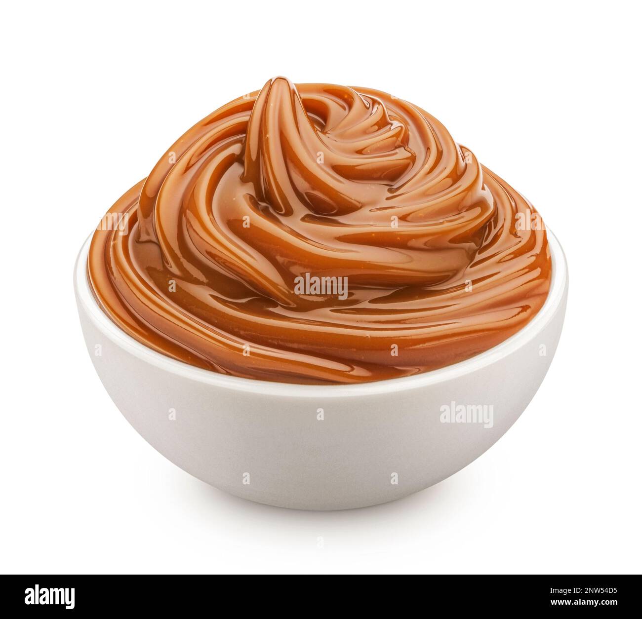 Melted caramel cream isolated on white background, full depth of field ...