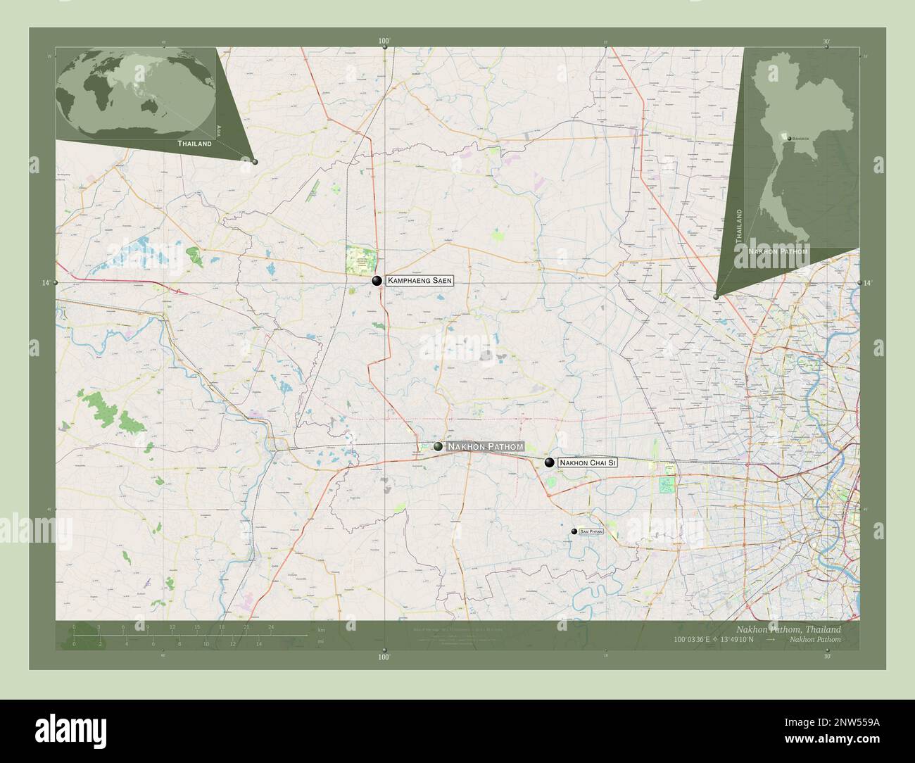 Nakhon Pathom, province of Thailand. Open Street Map. Locations and ...
