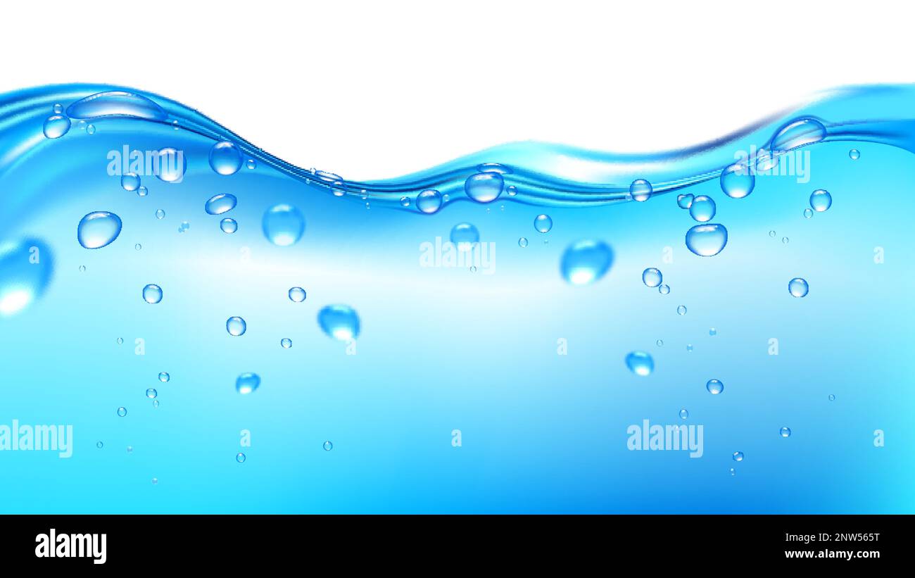 Realistic blue water wave splash with bubbles underwater view vector illustration Stock Vector ...