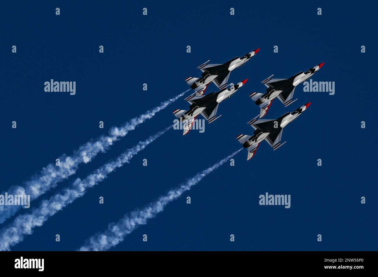 U.S. Air Force F-16 Fighting Falcons, assigned to the Thunderbirds, fly ...