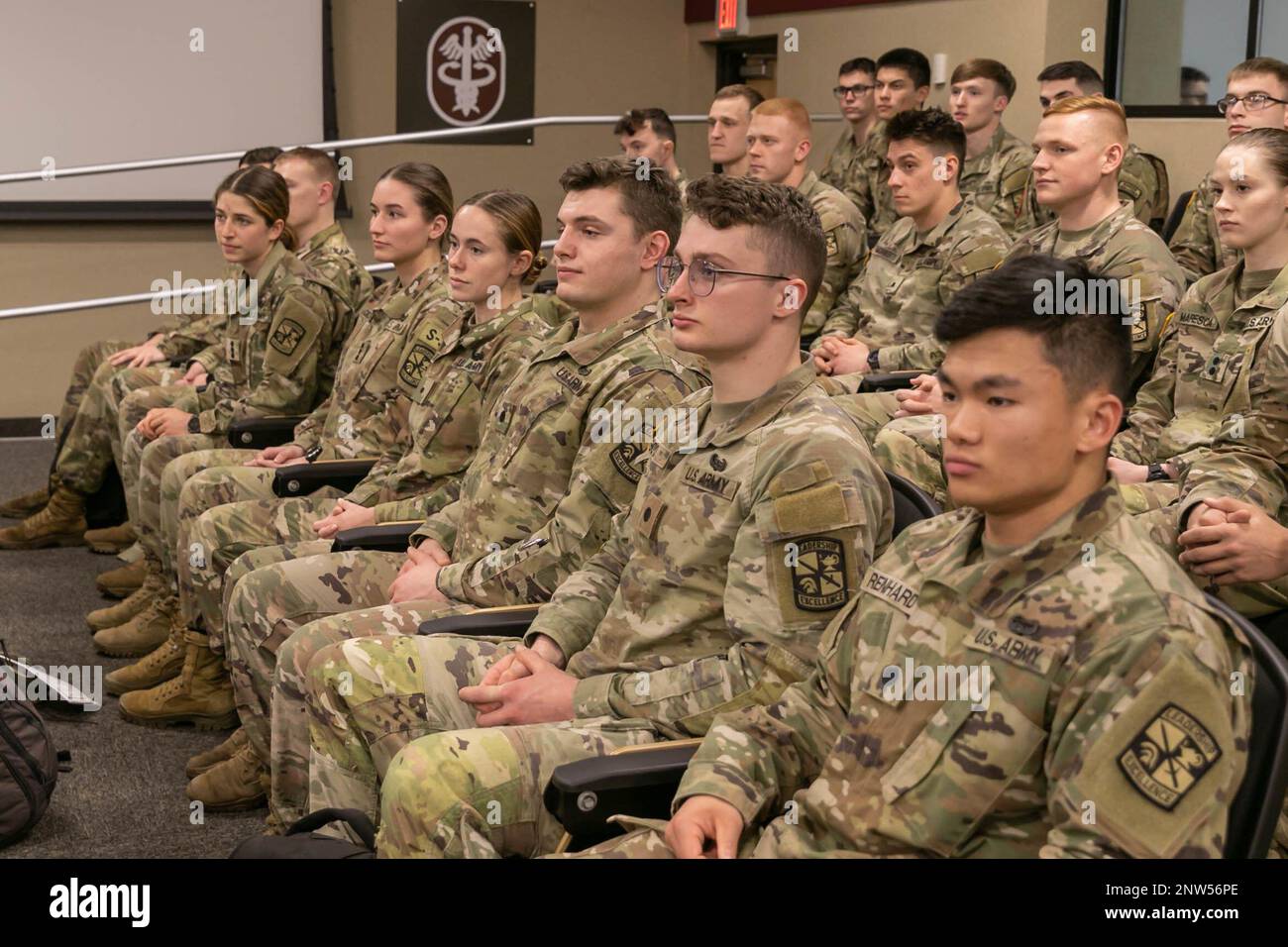 Cadets from 2nd Brigade Army ROTC programs listen as Col. Kandace ...