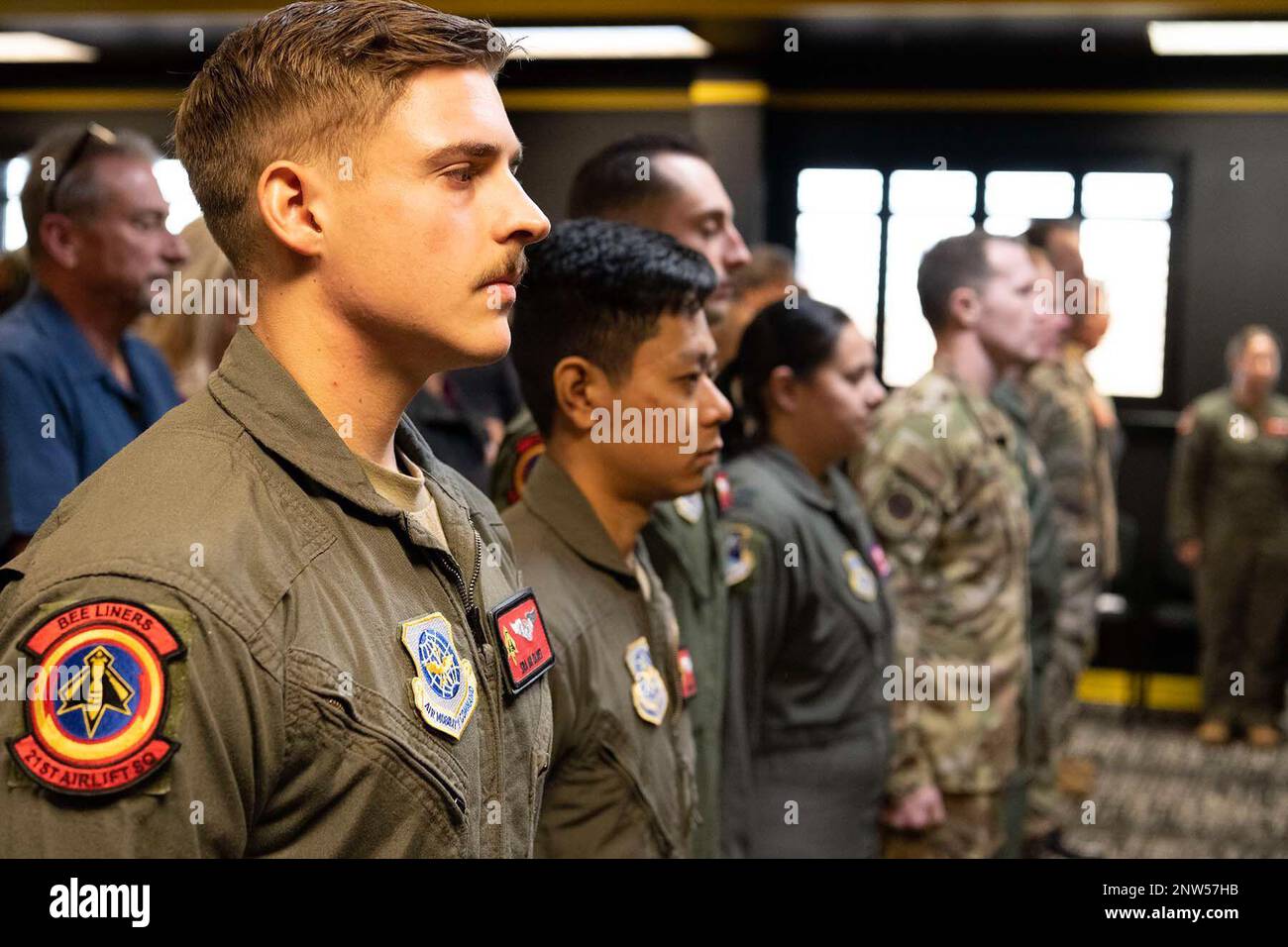 U.S. Air Force Senior Airman Ian Olney, left, 21st Airlift Squadron ...
