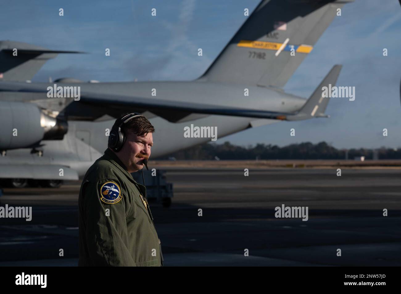 U.S. Air Force Staff Sgt. Dylan Wehunt, a loadmaster from the 14th ...