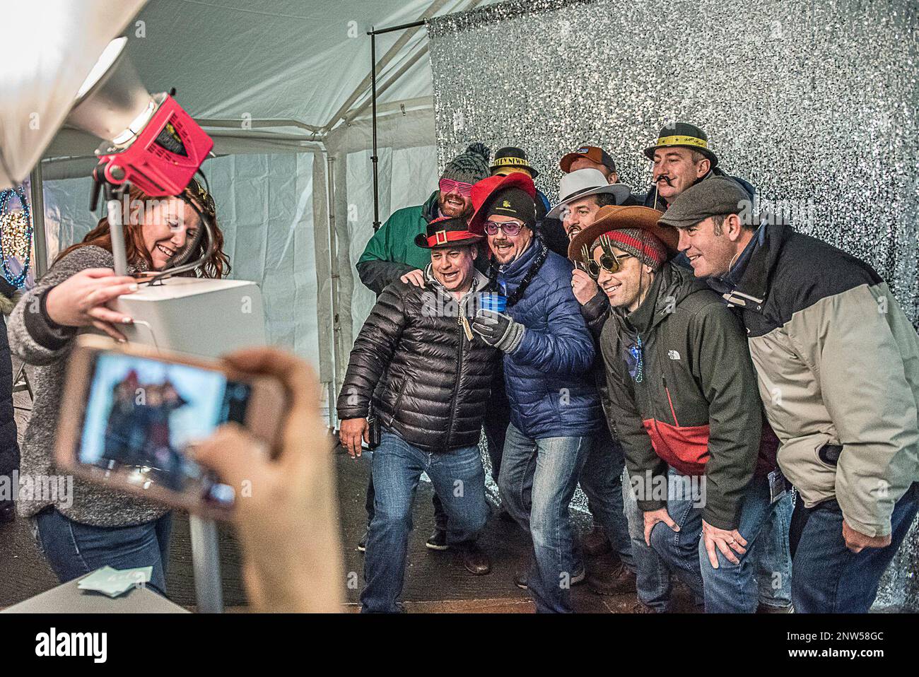 Auburn Mayor Jason Leveque, first row left of the group, poses for a ...