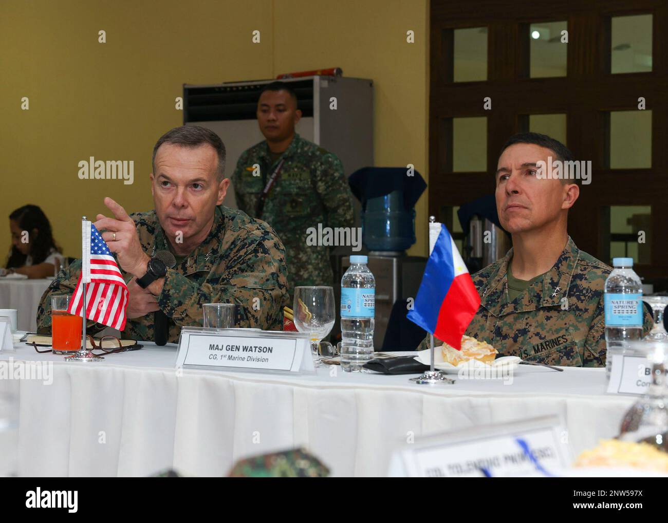U.S. Marine Corps Maj. Gen. Jay M. Bargeron, left, commander, 3d Marine ...