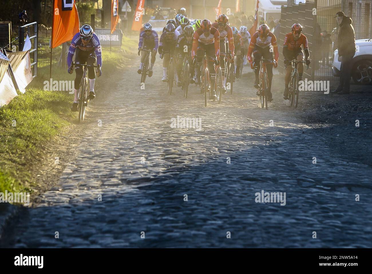 Head of the race pictured in action during the Grand Prix du Samyn, one ...