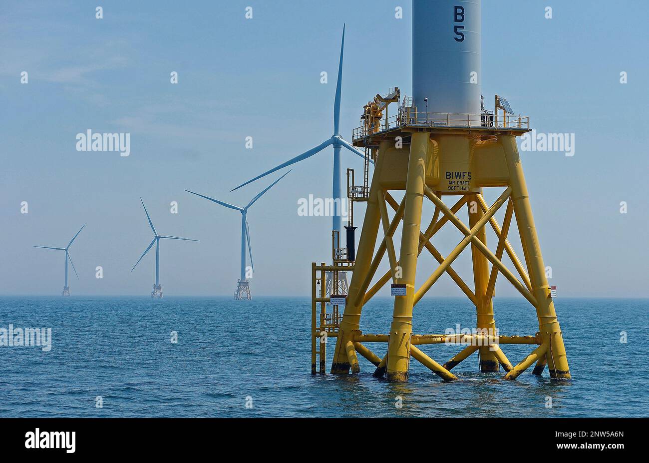 FILE- This June 12, 2017, file photo shows five turbines of the Block ...