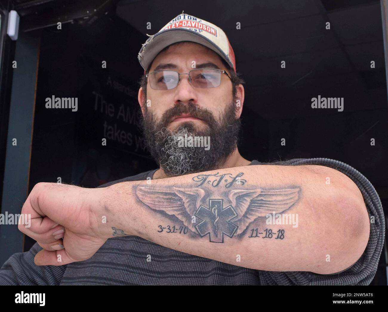 Jacob Sims shows a tattoo he had inked in tribute to best friend Todd ...
